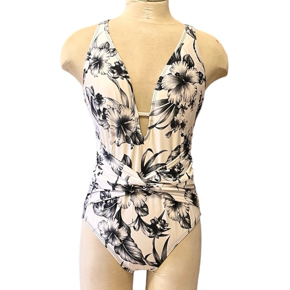 Athena | Swim | Athena Swimsuit Black White Floral One Piece | Poshmark